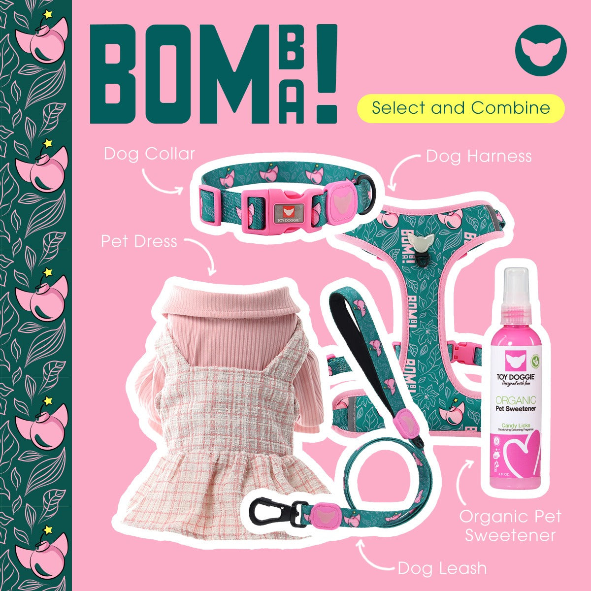 Bomba Pink Collar Bow for Collars | Bomba Collection | Toy Doggie™